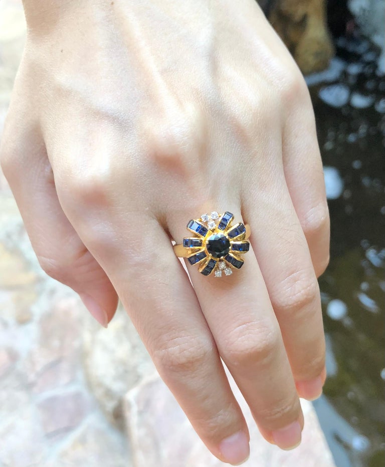 SJ2908 - Blue Sapphire and Diamond Ring Set in 14 Karat Gold Settings ...