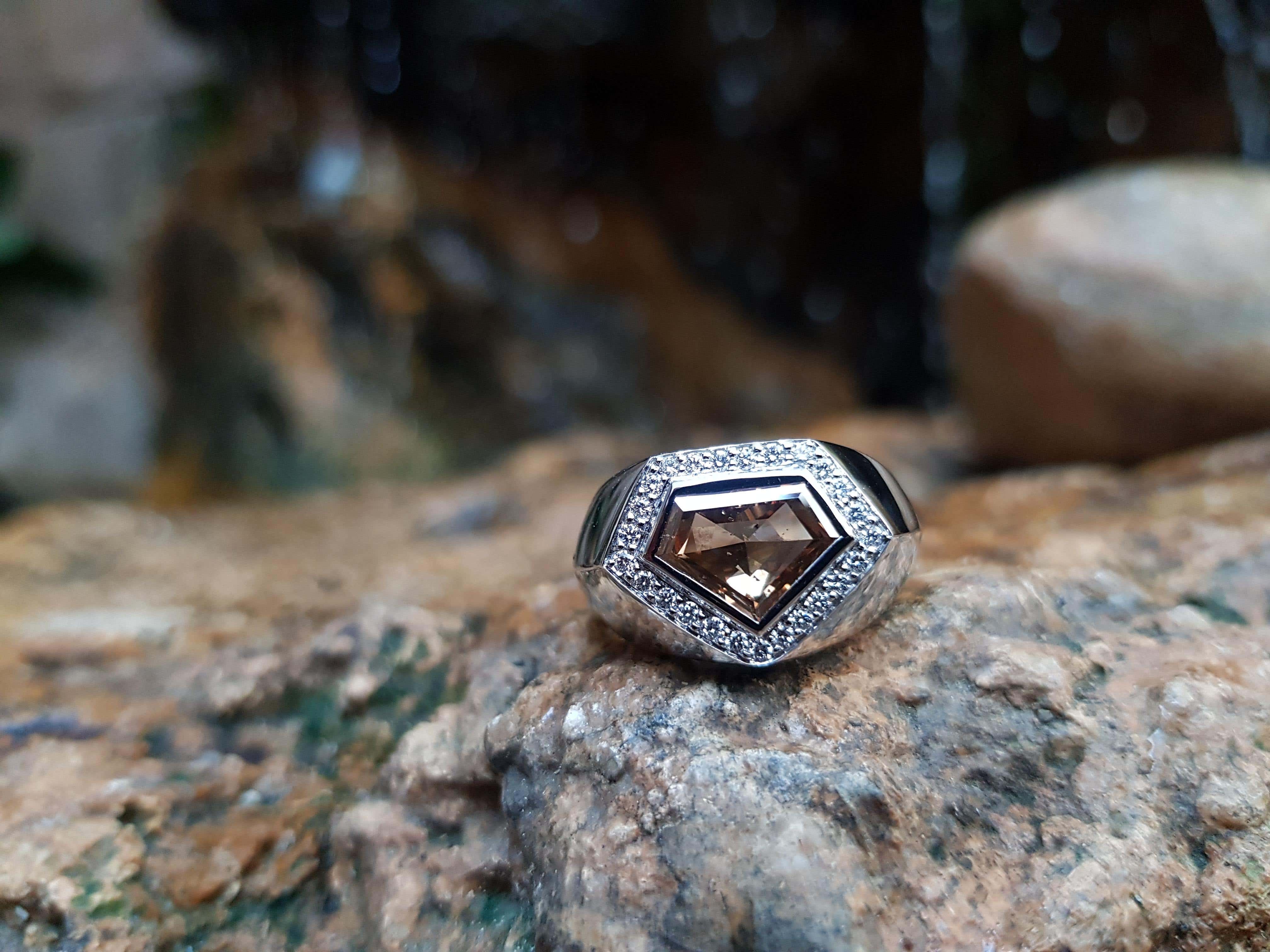 SJ2545 - Shield Cut Brown Diamond with Diamond Carat Ring Set in 18 Ka ...