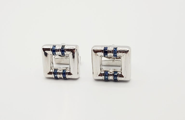 JC0001Q - Blue Sapphire Cufflink Set in 18 Karat White Gold Setting ...