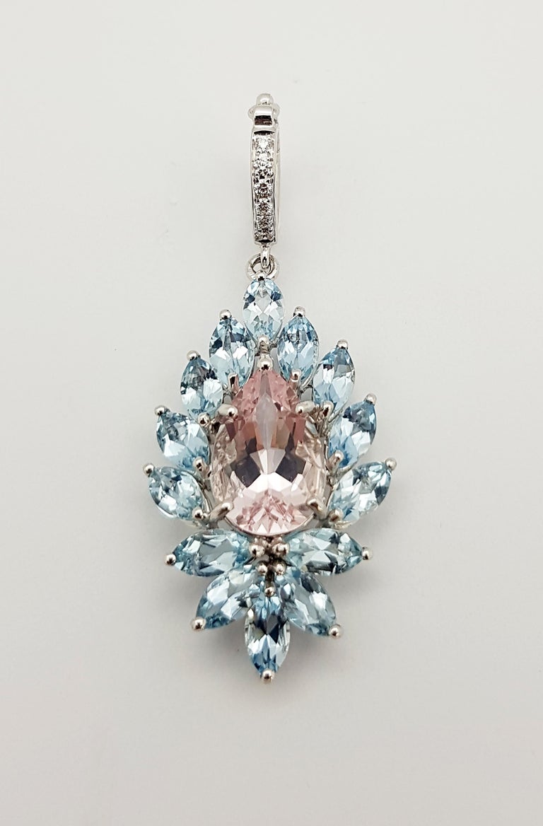 SJ1389 - Aquamarine, Morganite and Diamond Pendant Set in 18 Karat Whi ...