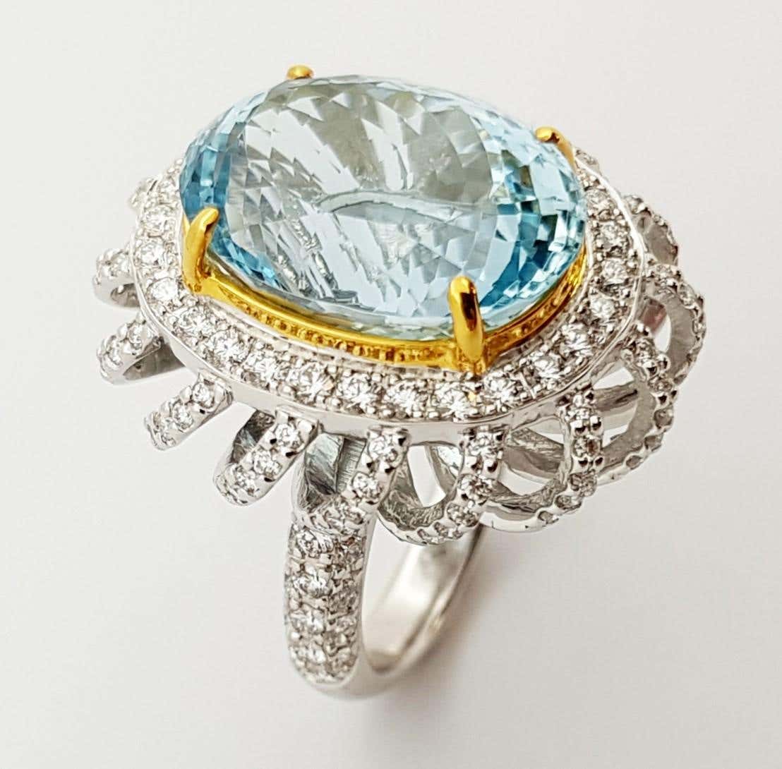 SJ2267 - Aquamarine with Diamond Ring Set in 18 Karat White Gold Setti – SJ. International