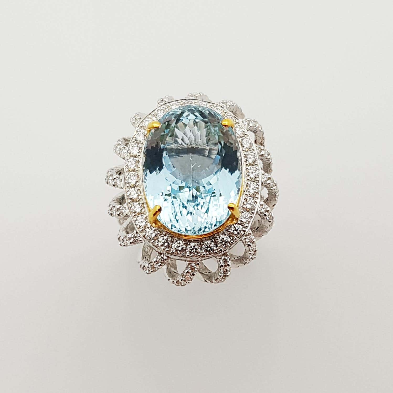SJ2267 - Aquamarine with Diamond Ring Set in 18 Karat White Gold Setti – SJ. International