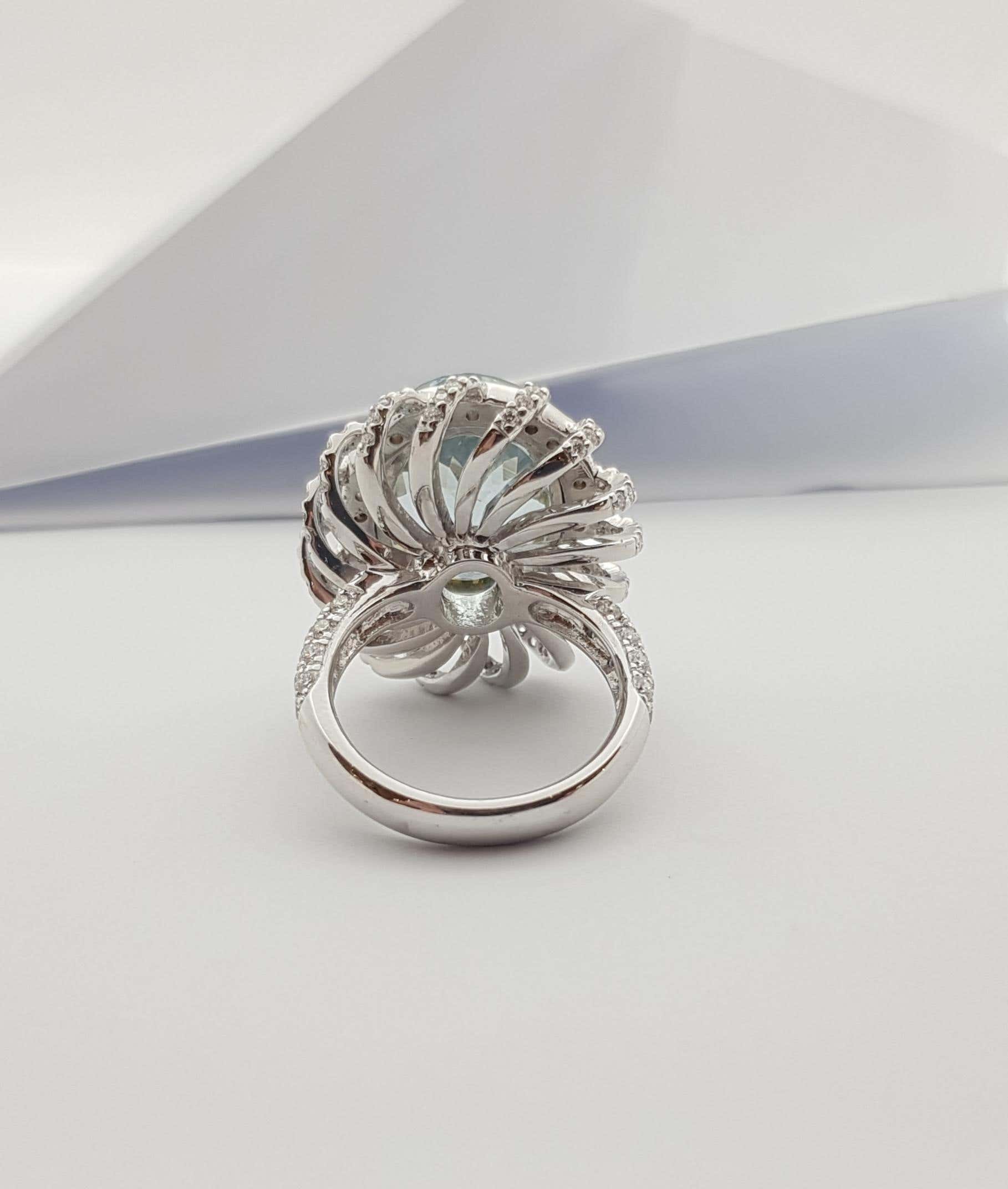 SJ2267 - Aquamarine with Diamond Ring Set in 18 Karat White Gold Setti – SJ. International