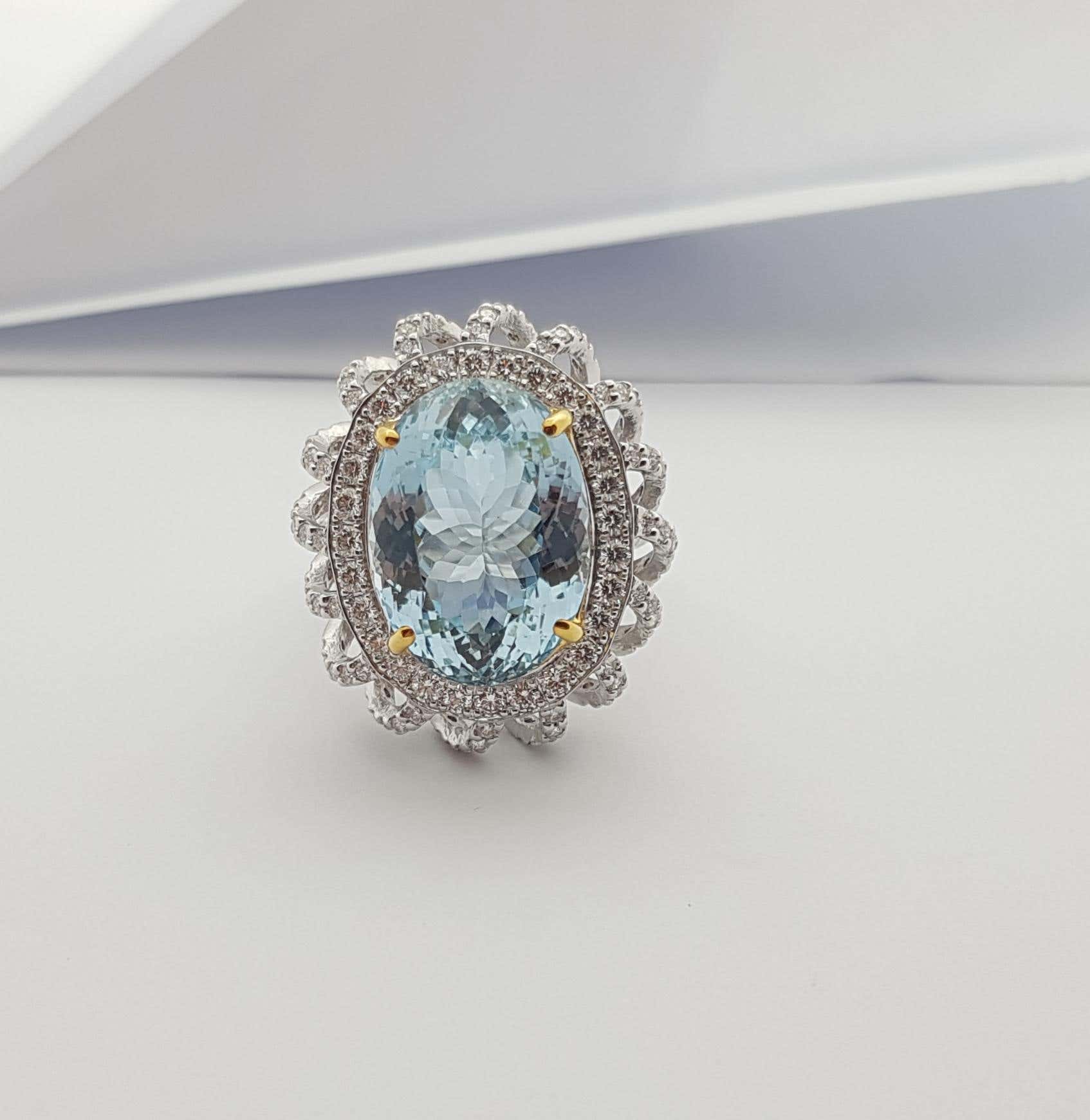 SJ2267 - Aquamarine with Diamond Ring Set in 18 Karat White Gold Setti – SJ. International