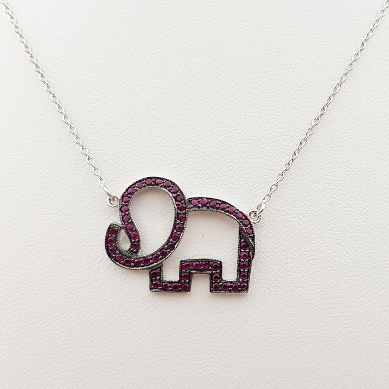 SJ6402 - Ruby Elephant Necklace set in Silver Settings – SJ. International