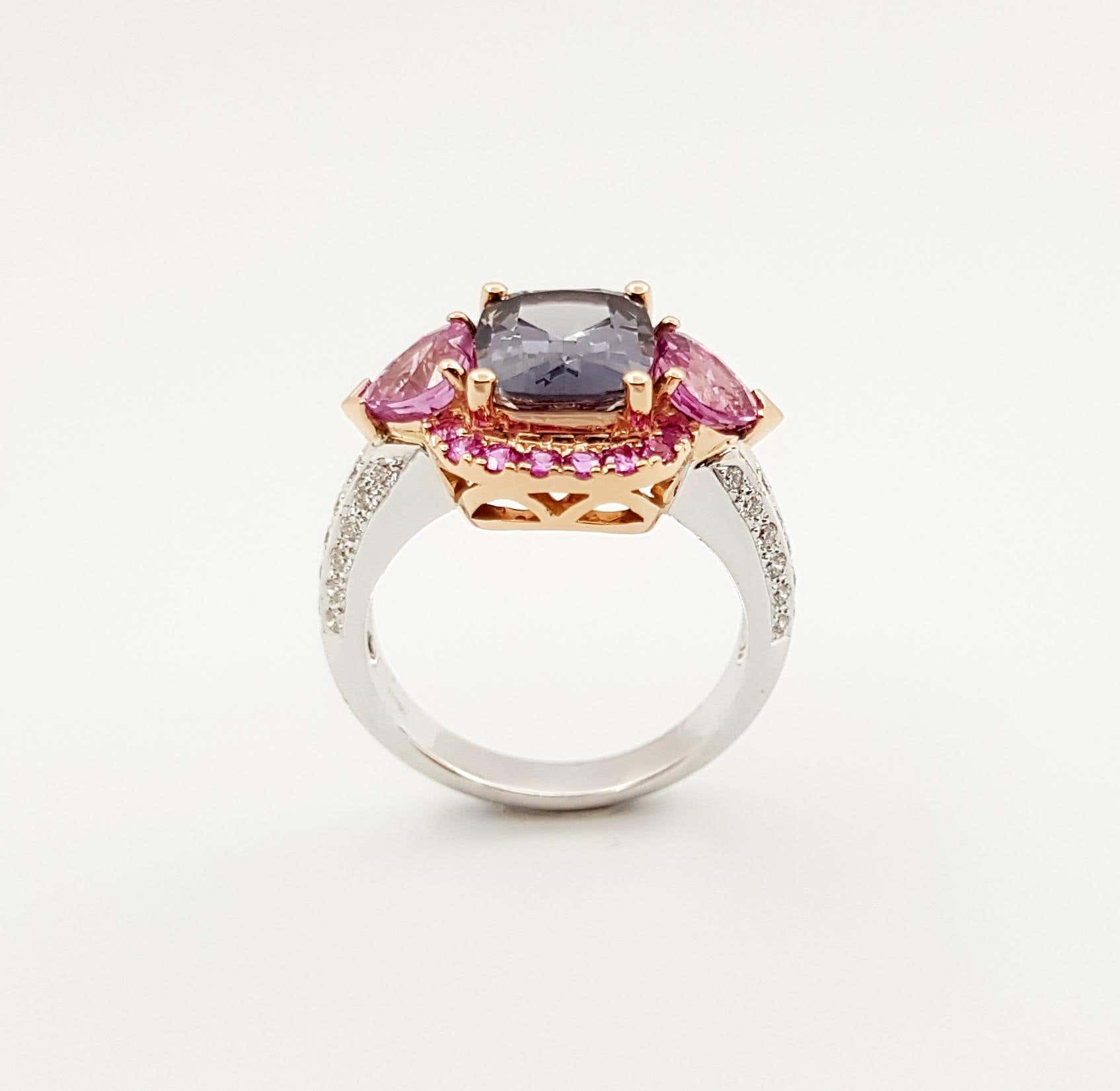 SJ3226 - Spinel, Pink Sapphire and Diamond Ring Set in 18 Karat White ...