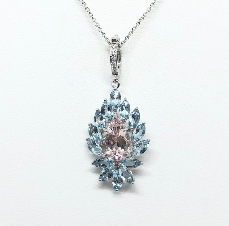 SJ1389 - Aquamarine, Morganite and Diamond Pendant Set in 18 Karat Whi ...