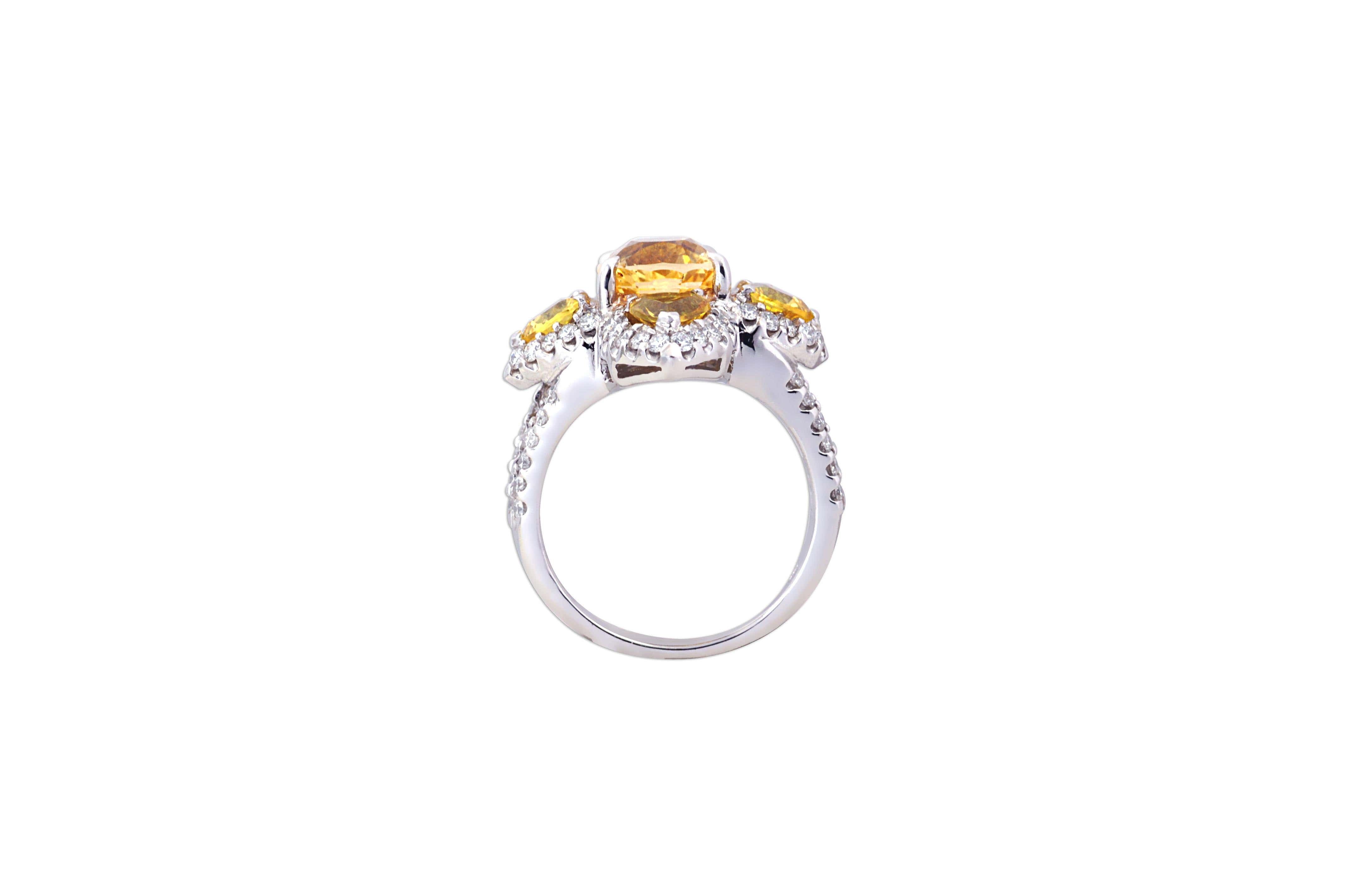 SJ2366 - Yellow Sapphire with Diamond Ring Set in 18 Karat White Gold ...