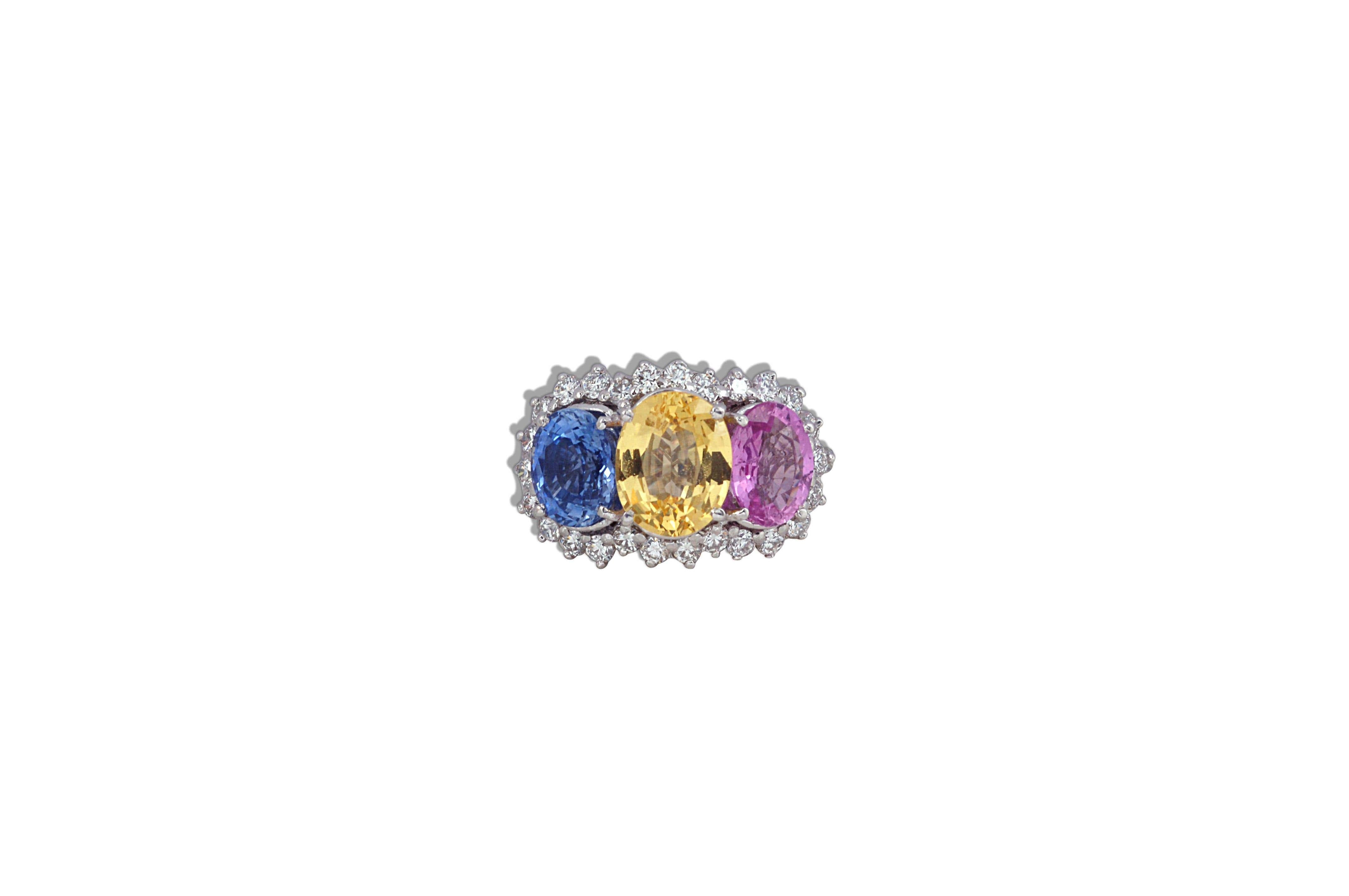 SJ2368 - Blue Sapphire, Pink Sapphire, Yellow Sapphire, Diamond in 18 ...