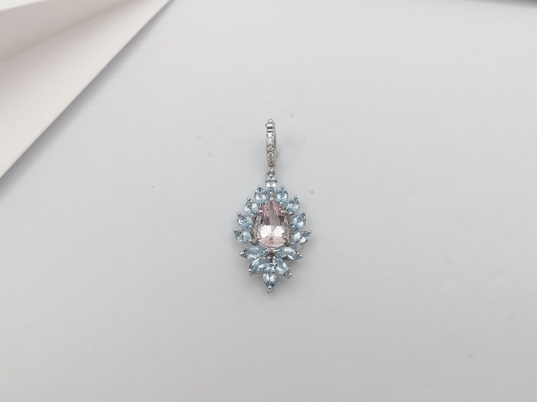 SJ1389 - Aquamarine, Morganite and Diamond Pendant Set in 18 Karat Whi ...