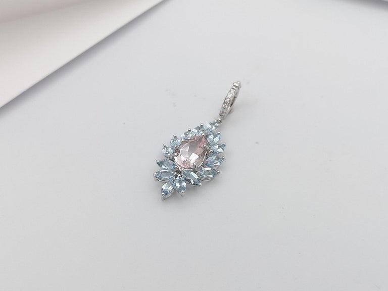 SJ1389 - Aquamarine, Morganite and Diamond Pendant Set in 18 Karat Whi ...