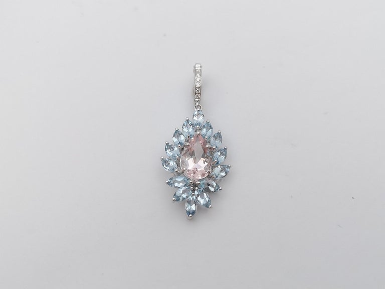 SJ1389 - Aquamarine, Morganite and Diamond Pendant Set in 18 Karat Whi ...