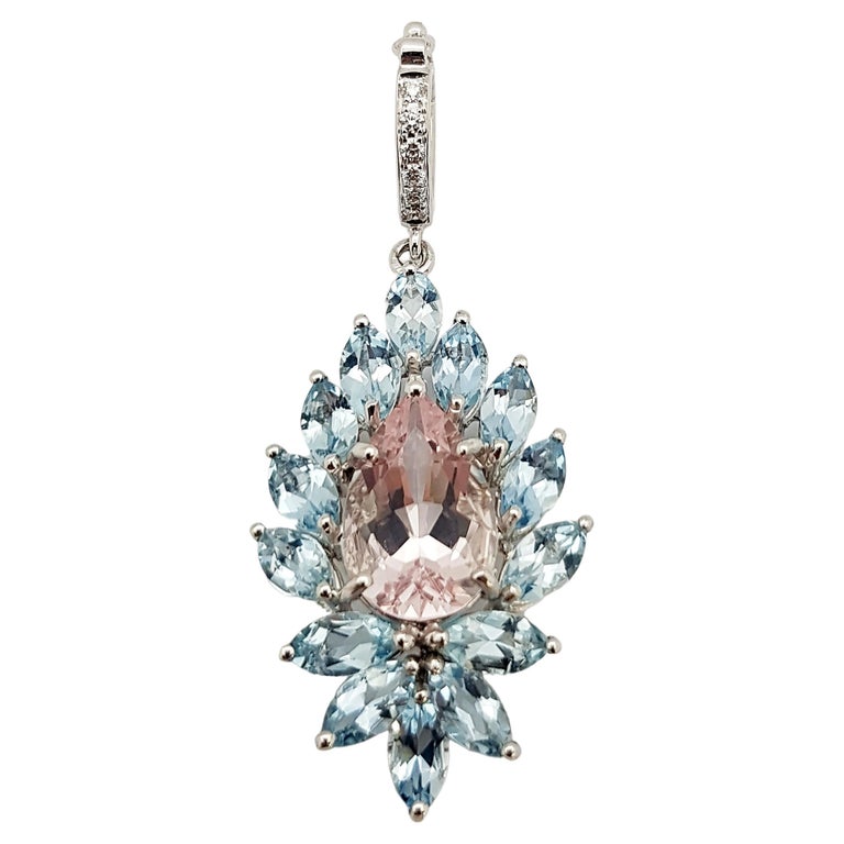 SJ1389 - Aquamarine, Morganite and Diamond Pendant Set in 18 Karat Whi ...