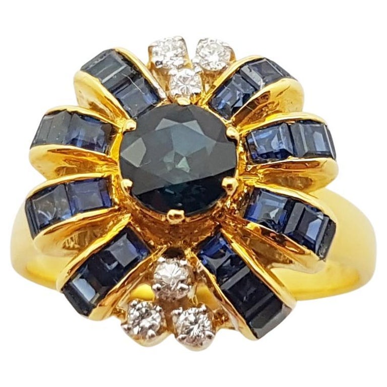 SJ2908 - Blue Sapphire and Diamond Ring Set in 14 Karat Gold Settings ...